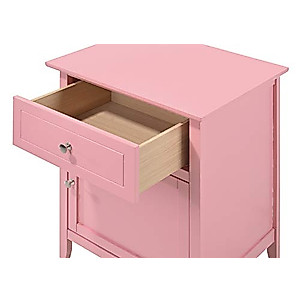 Glory Furniture 1 Drawer /1 Door Nightstand, Pink