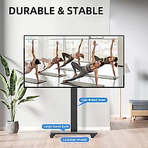 XINLEI Rotating Mobile TV Cart with Wheels Rolling TV Stand for 26-55" Flat Panel Screens TVs, Portrait to Landscape, Height Adjustable Floor Stand Base Max VESA 400x400mm