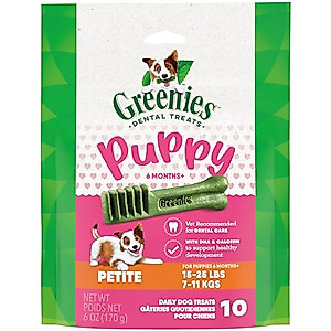 Greenies Puppy Petite Size Natural Dental Dog Treats, 6 oz. Pack (10 Treats)