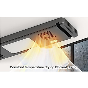 Ouayrhea Ceiling Clothes Drying Rack Electrical - Foldable Telescoping Laundry Drying Rack with Heater Fan, Remote and Led Light (Ceiling Mounted,130)