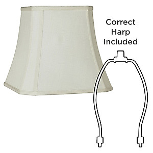 Creme Small Square Cut Corner Lamp Shade 8" Top x 12" Bottom x 11" Slant x 10.5" High (Spider) Replacement with Harp and Finial - Imperial Shade
