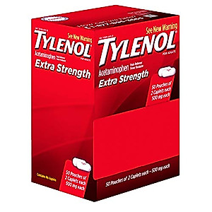 Tylenol Extra Strength Caplets with Acetaminophen, Pain Reliever & Fever Reducer, 2-Pack of 50 ct