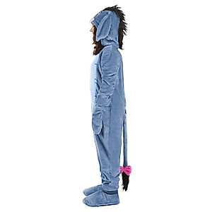 Fun Costumes Deluxe Adult, Eeyore Hooded Onesie Suit from Disney's Winnie The Pooh, Licensed Outfit for Halloween and Cosplay Small Blue