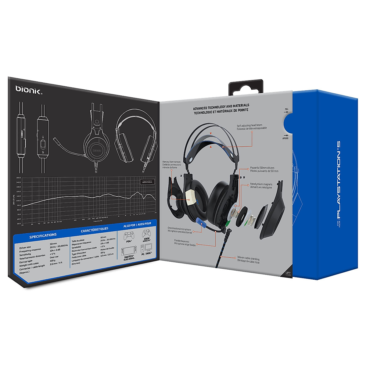 Bionik Sirex Gaming Headset with Mic for PS5: 50MM Drivers, Memory Foam, Mute Switch, Adjustable Head Beam, PS4/Xbox Series XS/Nintendo Switch OLED/PC/Mac