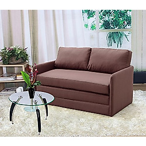 Container Furniture Direct Kathy Modern Contemporary Fabric Upholstered Livingroom Reversible Loveseat Sleeper, Coffee Brown