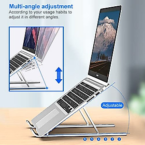 ChashenHa Laptop Stand, Laptop Stand for Desk Aluminum Alloy Adjustable Height Foldable Laptop Stand for MacBook Air/Pro, Samsung, Microsoft, Lenovo, Dell, iPad, Any Laptop(Silver)