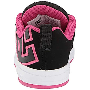 DC girls Court Graffik Skate Shoe, Black/Pink Stencil, 2 Little Kid US