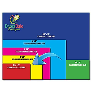 Debra Dale Designs ~ Made RIGHT in the USA ~ 3" x 5" Blank White Index Cards Study System ~ 200 Cards ~ 5 Bright Dividers ~ Hole Punched ~ 4 Quality Binder Rings ~ 326 gsm ~ Great for notecards