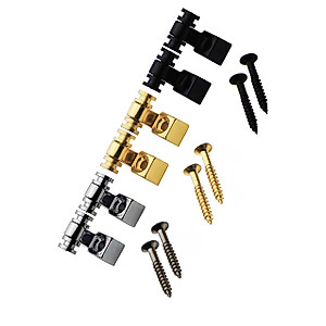 HENGYEE Set of 2 Guitar Roller String Tree Roller String Guides Retainer for Electric Guitars Strat Stratocaster Tele Telecaster Black Gold., (2104-QGZ-GD)