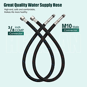 Heyalan RV Bathroom Sink Faucet,Bar Faucets Single Hole,RV Kitchen Restroom Campers Tap with Deck Plate & Drain Stainless Steel 360 Degree Rotation Spout,Matte Black,Circular Handle