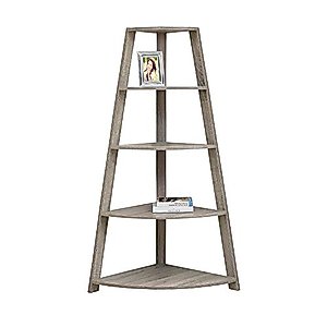 Monarch Specialties Dark Corner Accent Etagere Bookcase, 60", Taupe