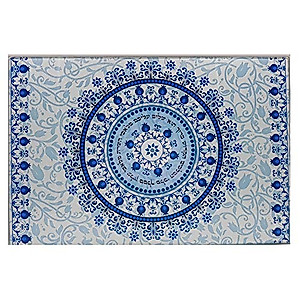 Shabbat Challah Bread Cutting Board and Tray Blue Pomegranate Floral Pattern Tempered Glass Judaica Gift