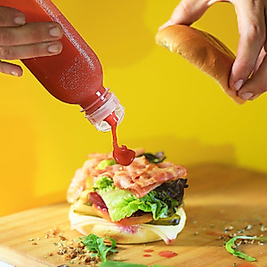 WAYDA Condiment Squeeze Bottles,6 Pack Squeeze Bottles for Sauces, Ketchup Salad Dressing Container, 17oz Plastic Bottles with Squeeze Top for Liquids, BBQ Sauce, Oil