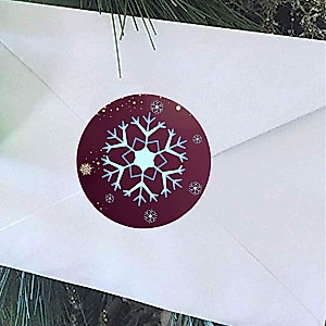Remarkable Snowflake Christmas Stickers, 2 Inch Round Christmas Snowflake Sealing Labels Decals, Snowflake Holiday Sticker for Envelopes Bags Seals Decorations (504 Pcs)