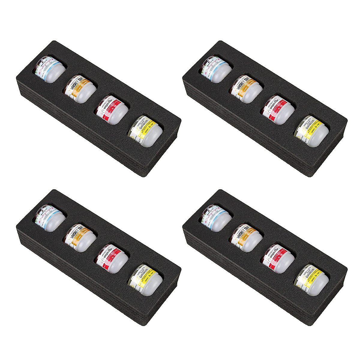 Polar Whale 4 Cocktail Capsule Drawer Organizers Tray Insert Compatible with Keurig DrinkWorks Pods for Kitchen Home Bar Party Waterproof Washable Black Foam 4 Compartment 4.5 x 11.75 Inches