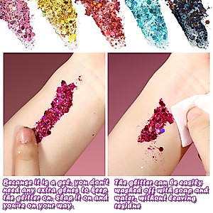 Teenitor Body Glitter Face Glitter Makeup Festival Glitter Gel, 12 Colors Face and Body Glitter Gel, Hair Glitter Gel, Glitter Gel Makeup, Glitter for Face and Hair
