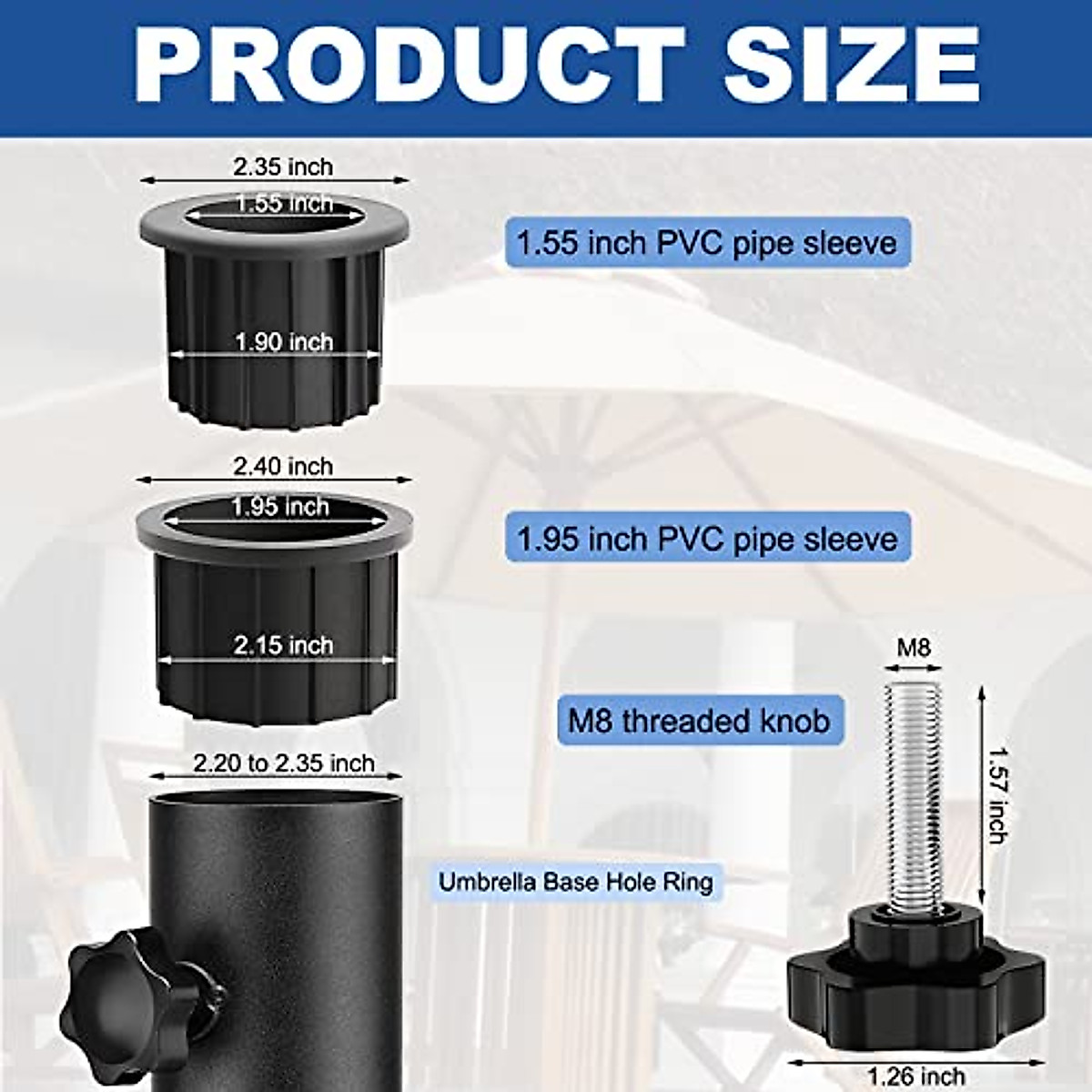 2 Sets Patio Umbrella Base Hole Ring Plug Cover Umbrella Stand Replacement Parts Black Umbrella Base Insert Umbrella Pole Fastening Cap for Old Heavy Umbrella Base