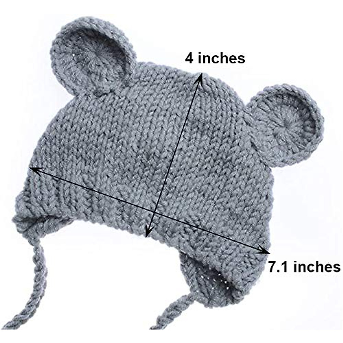 ECYC Newborn Baby Bear Hat Beanie with Bear Dolls Photography Accessories Grey