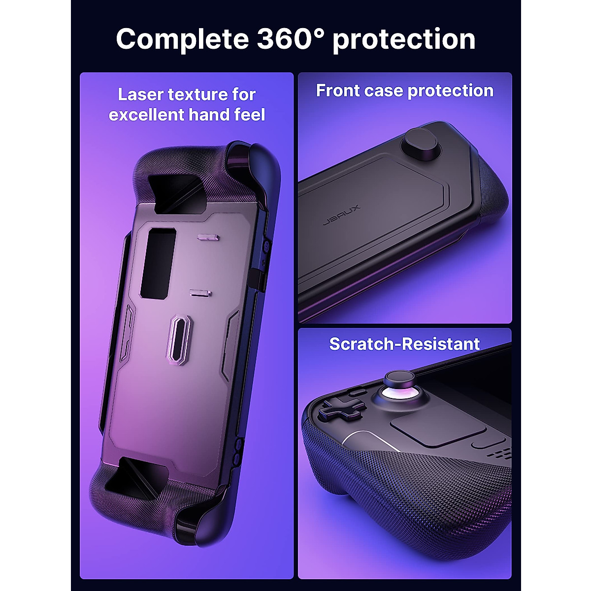 JSAUX PC0104 ModCase for Steam Deck, Steam Deck Case with Detachable Front Shell Include Protective Case, Face Cover,Metal Bracket and Strap-Basic Set