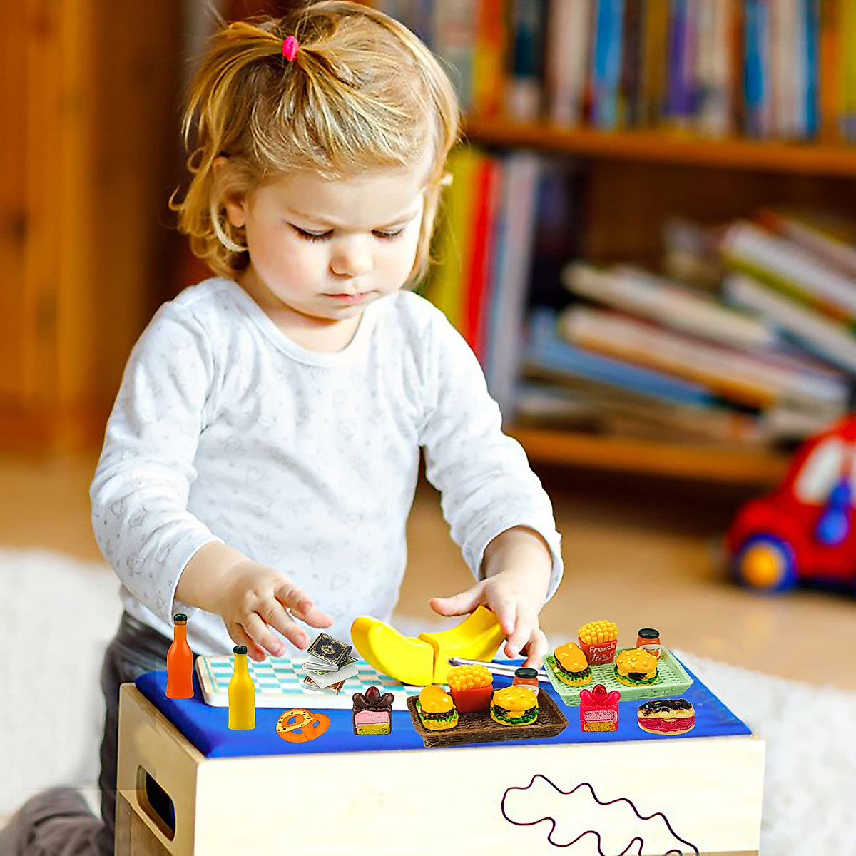 30 Pcs Miniature Food Drinks Laptop Computer Books Toys Dollhouse Miniature Furniture Plastic Table Fits Accessories Scale Dollhouse Playsets Girl Mini Drink Food Party