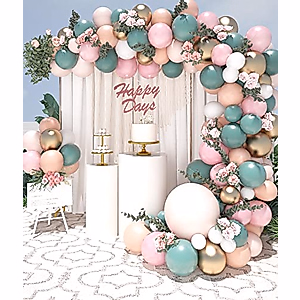 Blush Pink Sage Olive Green Boho Balloons Balloon Garland Arch Kit, Safari Jungle Wild One Boho Baby Shower Birthday Balloons Party Decorations for Boys Girls