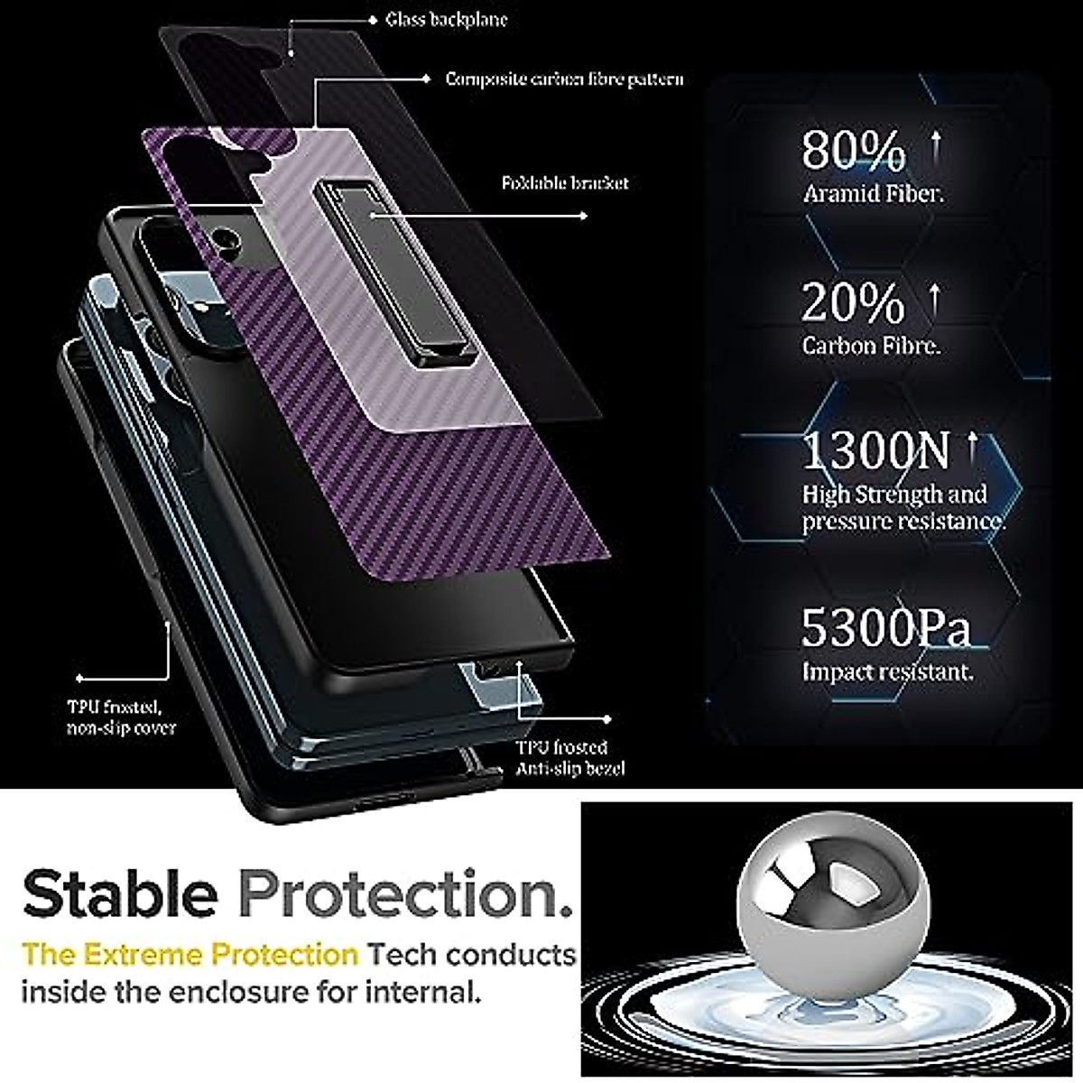 for Samsung Galaxy Z Fold 5 Case with Stand, Thin Phone Case for Samsung Z Fold 5 Cover Outdoor 360 Degrees Shockproof Protective Case Galaxy Z Fold 5 Slim Case Fall Protection 5G/7.6" (Purple)