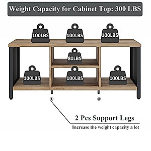 FATORRI Coffee Table for Living Room, Rustic Wood Center Table with Shelves, Farmhouse Rectangle Cocktail Tea Tables (Rustic Oak)