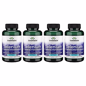 Swanson Selenium (L-Selenomethionine) - Herbal Supplement Promoting Heart Health & Prostate Health - May Support Immune System & Thyroid Health - (300 Capsules, 100mcg Each) 4 Pack