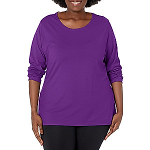 JUST MY SIZE womens Just My Size Women's Plus Size Long Sleeve Tee Shirt, Violet Splendor, 4X US