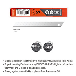 DORCO Professional S403 9mm Snap-Off Cutter Knife + Precision 9mm (11 Blades) | Premium Quality Aluminum Die-Cast Body | Auto-Lock & Safety Block System