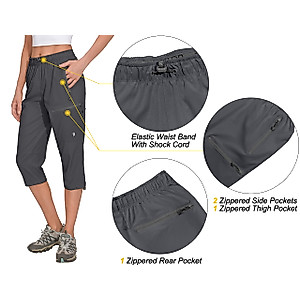 Little Donkey Andy Women's Quick Dry 3/4 Pants Capri Shorts Lightweight Hiking Travel Casual Steel Gray M
