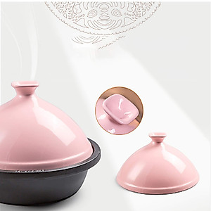 Enameled Cast Iron Tagine Moroccan with Silicone Gloves 2.7 Quart with Enamel Lid Pot Slow Cooker Tagine Pot Non-Stick Pot Without Lead Cooking Healthy Food (Green)