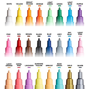 Posca Full Set of 24 Acrylic Paint Pens with Reversible Fine Point Tips, Markers for Rock Painting, Fabric, Glass Paint, Metal Paint, and Graffiti