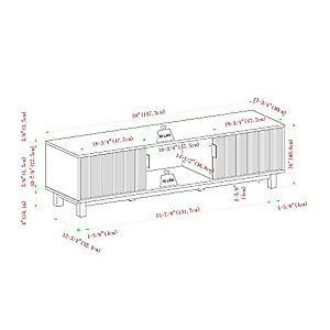 Walker Edison Walton Modern Fluted-Door Low Stand for TVs up to 65 Inches, 58 Inch, Mocha