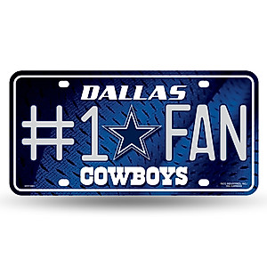 Rico Industries NFL Football Dallas Cowboys #1 Fan Metal Auto Tag