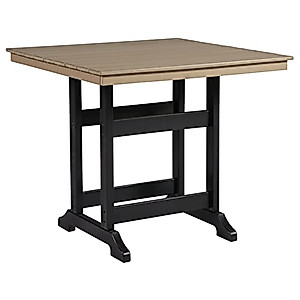 Signature Design by Ashley Outdoor Fairen Trail HDPE Patio Counter Table with Umbrella Hole, Black