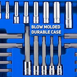 NEIKO 10287A Extra Long Socket Bits and Deep Socket Set | 60 Piece | S2 Tamperproof Torx Plus Bits and Cr-V Steel E-Torx Sockets
