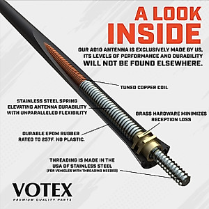 AntennaMastsRus - Short Rubber Antenna fits Ford F-150 (1975-2008) - USA Stainless Steel Threading - The Original 6 3/4 Inch Accessories - Car Wash Proof - Internal Copper Coil