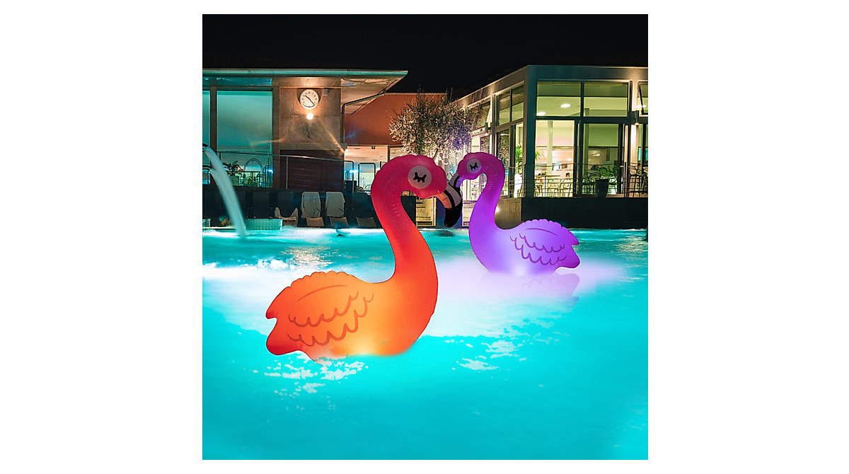 GLOW-MINGO TWINS Solar Flamingo Pool Lights - 8 Hour Glow