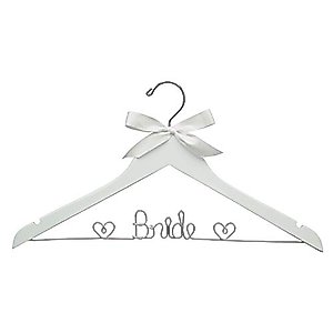 Bridal Hanger with Hearts, Wedding Hanger, White