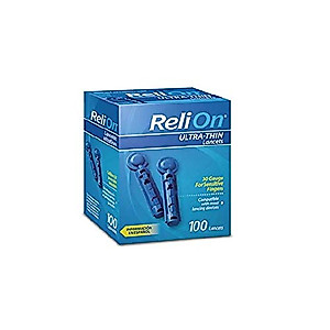 ReliOn 30G Ultra-Thin Lancets, 100-ct | ReliOn Prime Blood Glucose Test Strips, 25-ct | Bundled Set