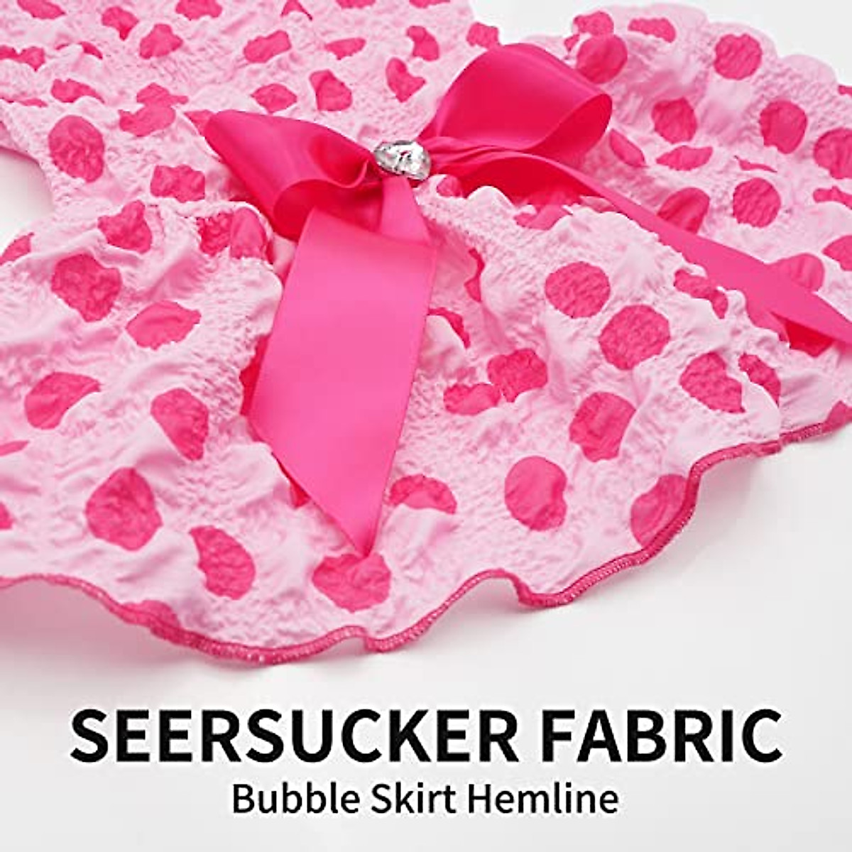 KYEESE Dog Dress Polka Dot Dog Sundress with Bowknot Dog Dresses Lightweight Pet Apparel for Small Dogs Cats Puppy Doggie Party Skirt Outfits, Pink XL