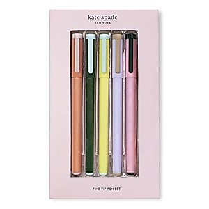 Kate Spade New York Black Ink Fine Tip Pen Set of 5, Colorblock