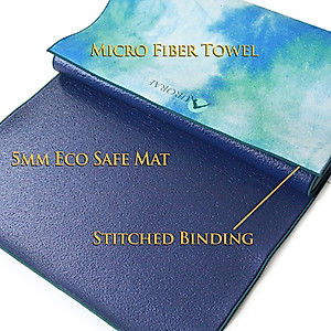 AURORAE Synergy 2in1 Hot Yoga Mat with integrated Non Slip Microfiber Towel. No Slipping No Bunching/Odor Patent Protected, Machine Washable