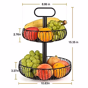TARNABY Fruit Basket for Kitchen,Fruit Bowl for Kitchen Counter, Large Capacity Metal Vegetable Basket Bowls, Countertop Fruits Baskets Bowl Stand Detachable Fruit Holder Basket Storage