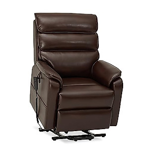 Irene House 9188 Lay Flat Lift Recliner Chair Heat Massage Dual Motor Infinite Position Up to 300 LBS Electric Power Lift Recliners, Medium(Brown Faux Leather)