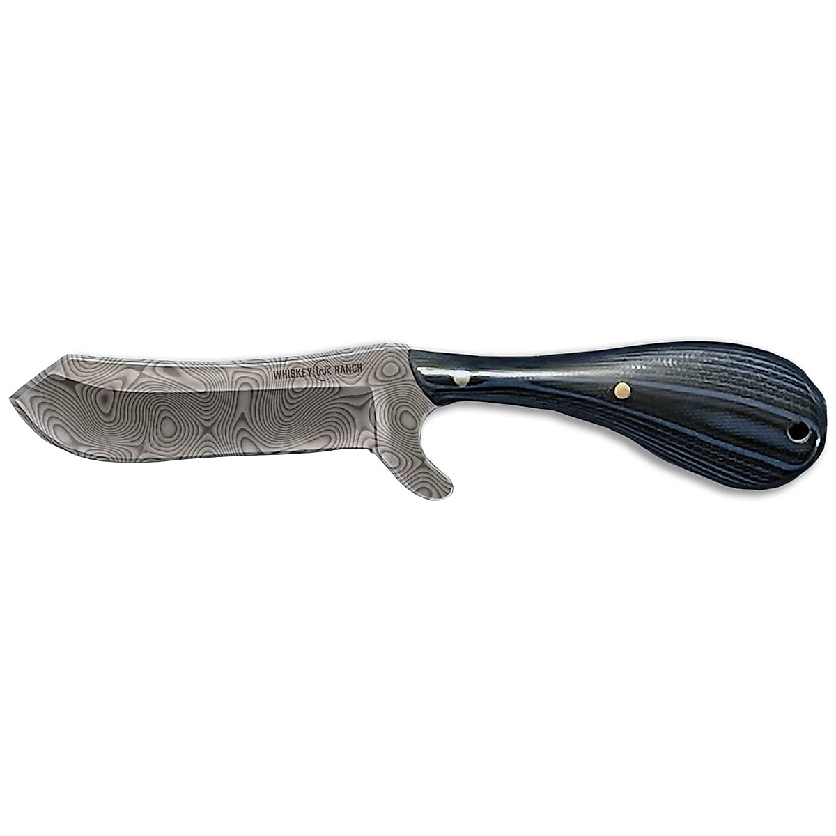 WHISKEY BENT HAT CO. Bullcutter Fixed Blade Knife 440C Stainless Steel 6" Blade w/Leather Sheath (Nightfall)