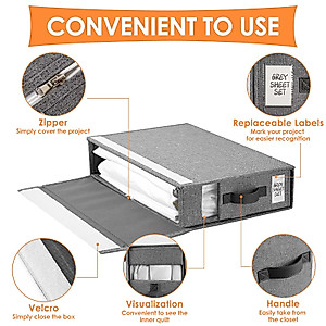 Foldable Bed Sheet Set Organizer, 2 Pack Queen or King Size Bed Sheet Organizers and Storage Box for Duvet Cover Set, Fabric Storage Bins Bed Sheets, Linen Closet Organizer for Bedding Clothes Towels