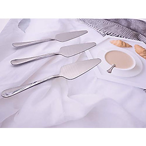 Pie Cake Server Party and Daily Wedding Cake Knife Stainless Steel Pizza Cutter All in One Server with Serrated Cutting Edge (Silver, 6)