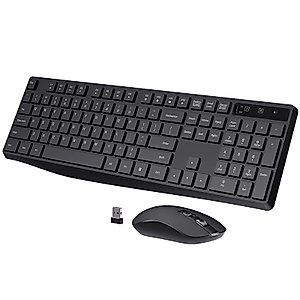 Wireless Keyboard and Mouse Combo, COLIKES 2.4G USB Cordless Mouse and Keyboard, 3 Level DPI Slim Ergonomic Mouse, Responsive Plug & Play for Computer Laptop PC - Full Size